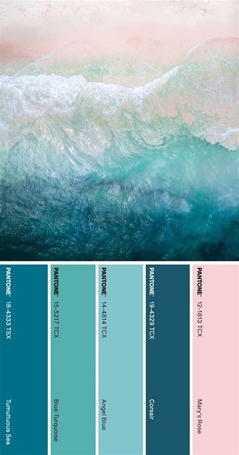 An Ocean Scene With Blue Green And Pink Colors In The Background Is A