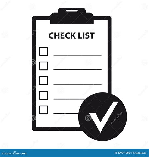 Checklist Icon Black And White Vector Illustration Stock Vector