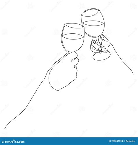 Disegno A Mano Continuo Con Bicchieri Di Vino Illustrazione Vettoriale