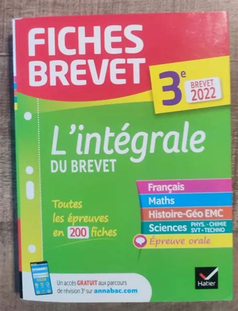 FICHES BREVET L INTÉGRALE du brevet tout en un 3e Brevet 2022
