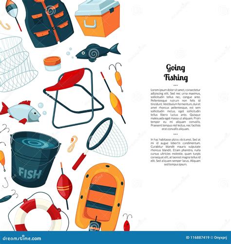 Equipamento De Pesca Dos Desenhos Animados Do Fundo Do Vetor Ilustração