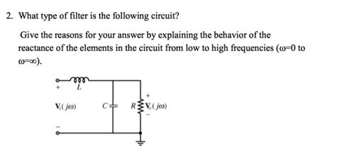 Solved What Type Of Filter Is The Following Circuit Give Chegg