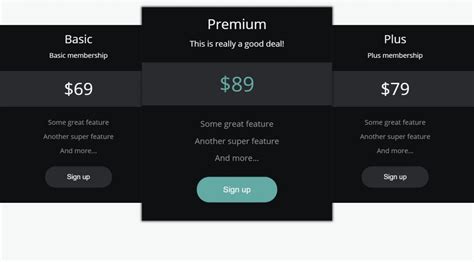 Html Css Pricing Table Examples Onaircode