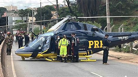 Galeria veja momento em que helicóptero da PRF faz pouso forçado