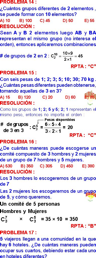 COMBINATORIA EJEMPLOS Y EJERCICIOS RESUELTOS