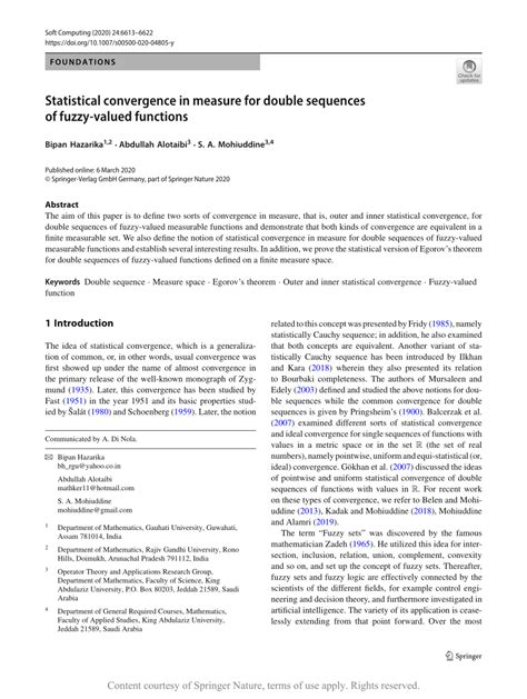 statistical convergence in measure for double sequences of fuzzy valued functions request pdf