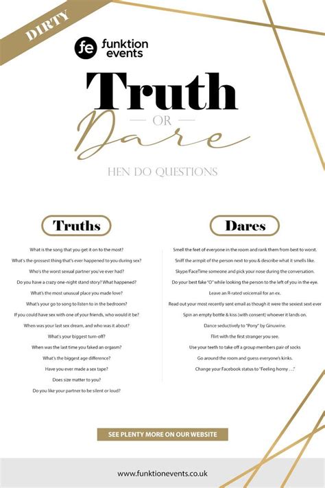 Hen Party Truth Or Dare Questions For Bachelorette S Artofit