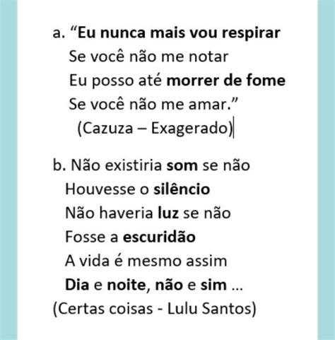 As Figuras De Linguagem Representadas Nas Palavras Destacadas Nos Dois
