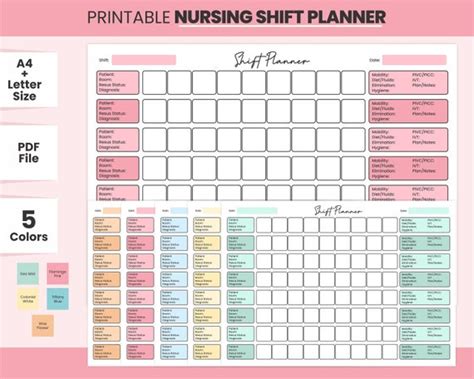 Printable Nursing Shift Planner Digital Registered Student Etsy
