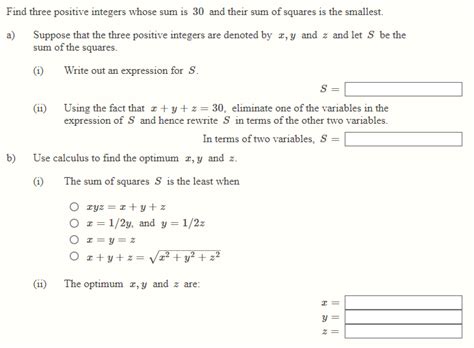 solved find three positive integers whose sum is 30 and