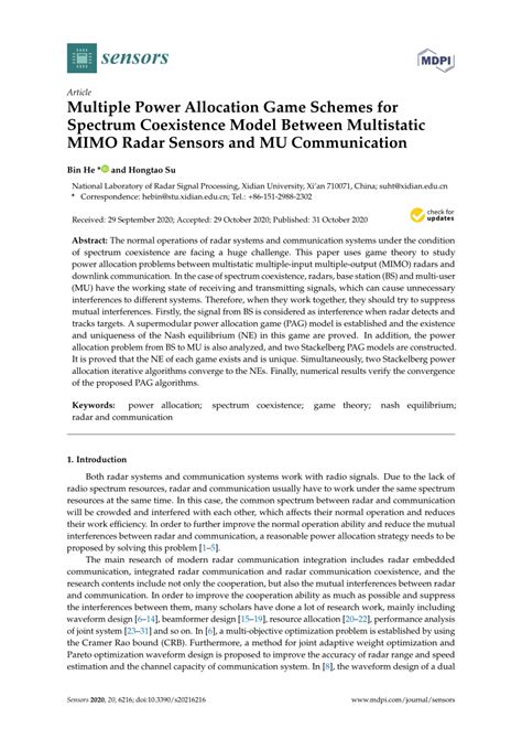 pdf multiple power allocation game schemes for spectrum coexistence model between multistatic