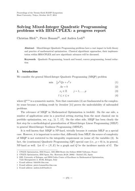 pdf solving mixed integer quadratic programming problems with ibm dokumen tips