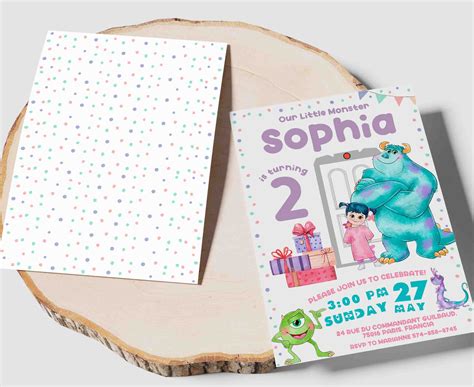 Editable Monsters Inc Boo Birthday Invitation Canva Template Etsy