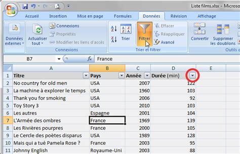 Filtrer les données sur Excel