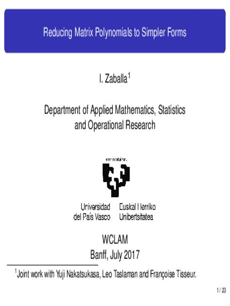 fillable online reduction of matrix polynomials to simpler forms ora fax email print pdffiller