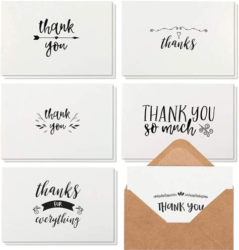 Lot De 48 Cartes De Remerciement Thank You En Papier Kraft Vierge
