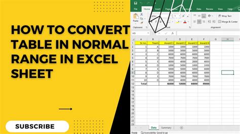 How To Convert Table In Normal Range In Excel Sheet Youtube