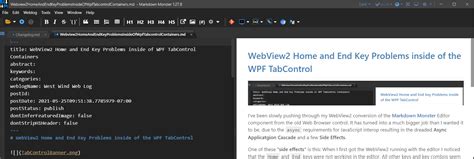 WebView2 Home And End Key Problems Inside Of WPF TabControl Containers