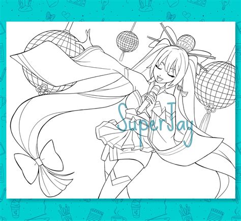 Drawing Of The Vocaloid Hatsune Miku For Coloring Cool Coloring Pages