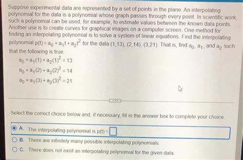 solved suppose experimental data are represented by a set of