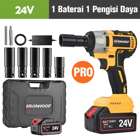 Jual IRONHOOF Impact Wrench Brushless 420N M Mesin Bor Baterai Impact