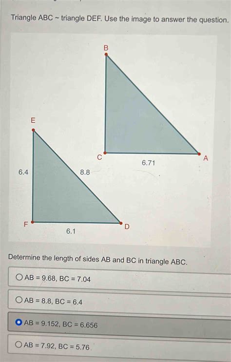 Solved Triangle ABC Triangle DEF Use The Image To Answer The