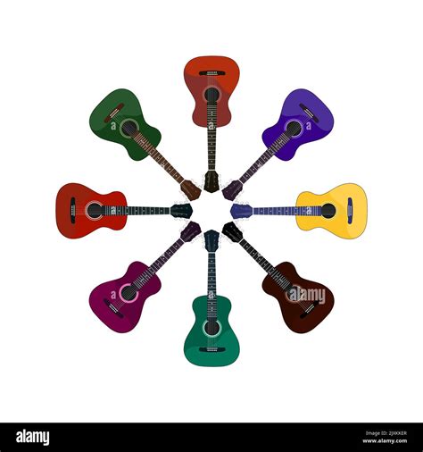Acoustic Guitar Set On A White Background Vector Illustration Of