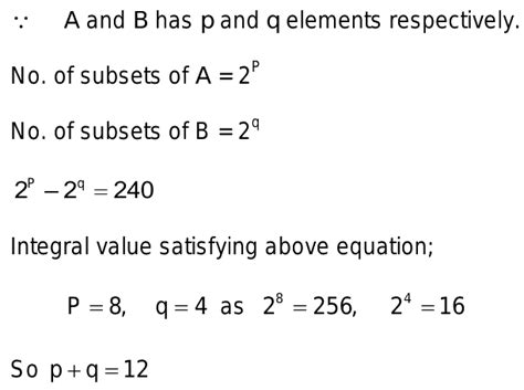 5 two finite sets a and b have p and q elements respectively p q the number of the subsets