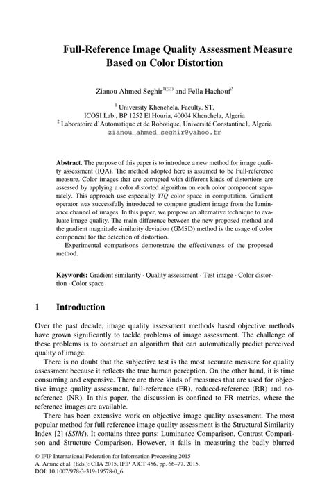 pdf full reference image quality assessment measure based on color distortion