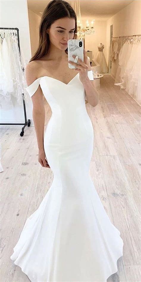 Simple Wedding Dress Mermaid Wedding Dress Off Shoulder Wedding Dress