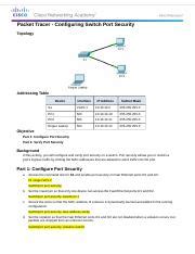 Packet Tracer Configuring Switch Port Security Instructions