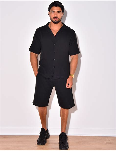 Ensemble Short Et Chemise En Gaz De Coton