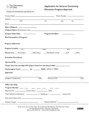 Fillable Online Uiowa Application For General Continuing Education