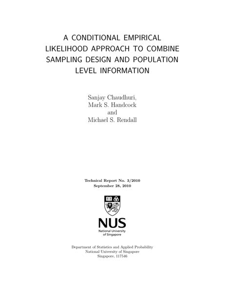 pdf a conditional empirical likelihood approach to combine sampling design and population