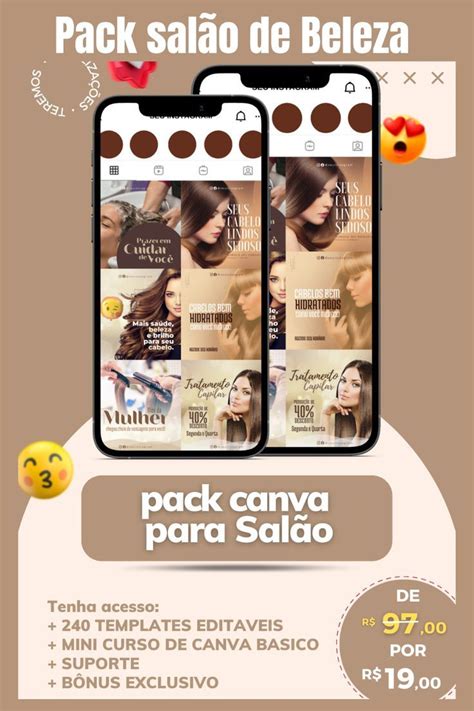 Pack completo para Salão de Beleza 240 artes 100 editáveis Nosso
