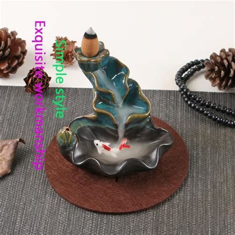 Brûleur D Encens À Refoulement Cascade Porte Encens En Céramique Lotus