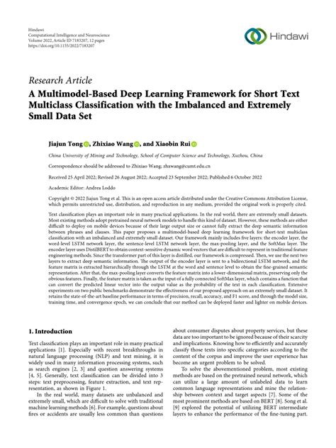 pdf a multimodel based deep learning framework for short text multiclass classification with