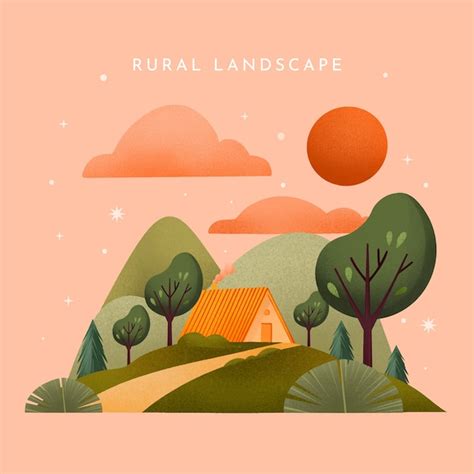 Fondo De Paisaje Rural Acuarela Vector Gratis