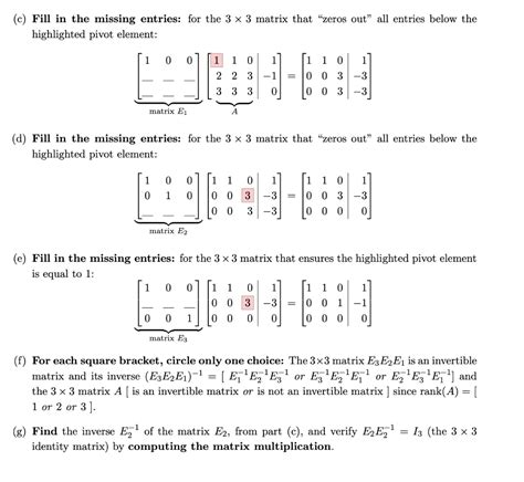 solved c fill in the missing entries for the 3 x 3 matrix