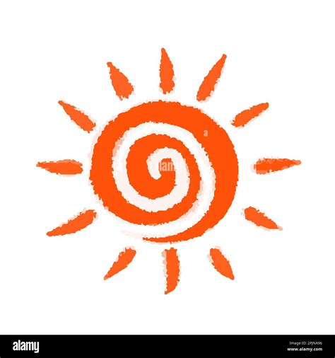 Símbolo de sol dibujado a mano Icono del sol como espiral sobre fondo