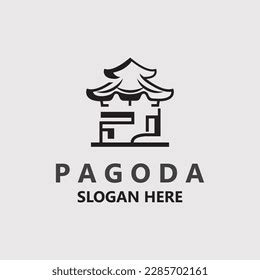 Pagoda Temple Sunburst Logo Vector Symbol Stock Vector Royalty Free
