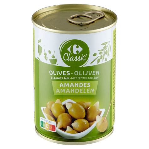 Carrefour Classic Oliwki zielone nadziewane migdałami w zalewie 280 g