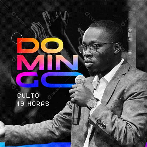 Domingo Culto 19 Horas Flyer Gospel Social Media PSD Editável download
