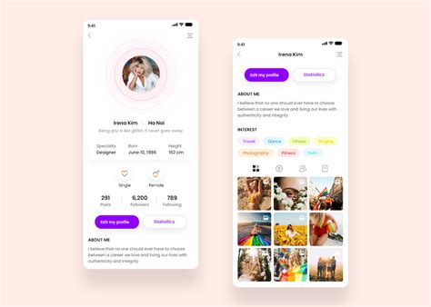 Mobile App Profile UI Design 2 Images Behance