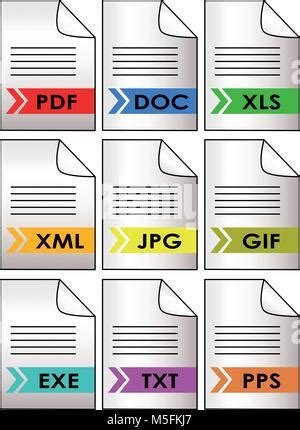 Text File Formats Icon Set Of Line Icons Of Different Text Documents
