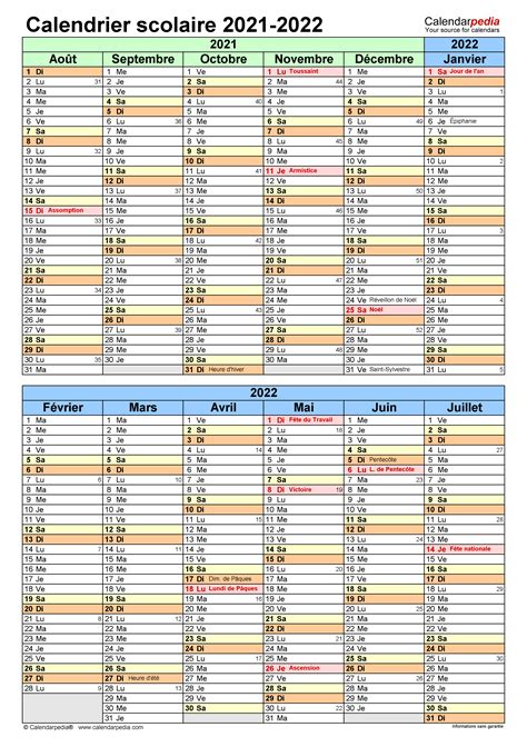 Calendrier Scolaire Excel Word Et Pdf Calendarpedia