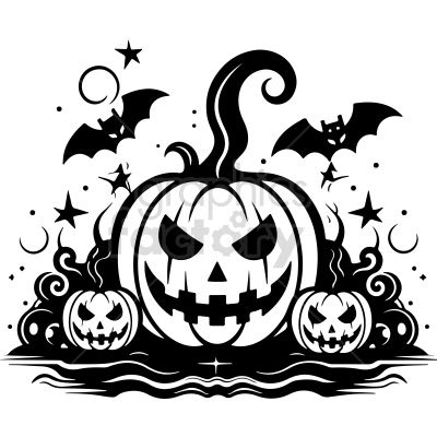 Halloween Pumpkins Clipart Black And White