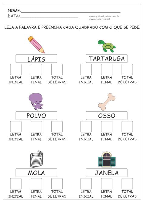 Atividades de Alfabetização 1 ano para Imprimir Mestre do Saber Loja