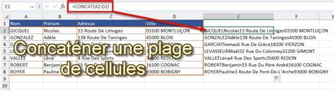 Concaténer les cellules dans Excel