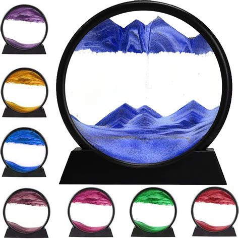 ANBOER 3D Dynamic Sand Art Liquid Motion Moving Sand Art Picture Round
